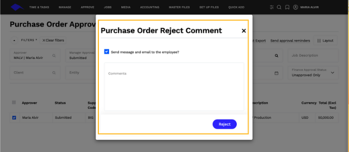 How to approve, reject or reassign a Purchase Order